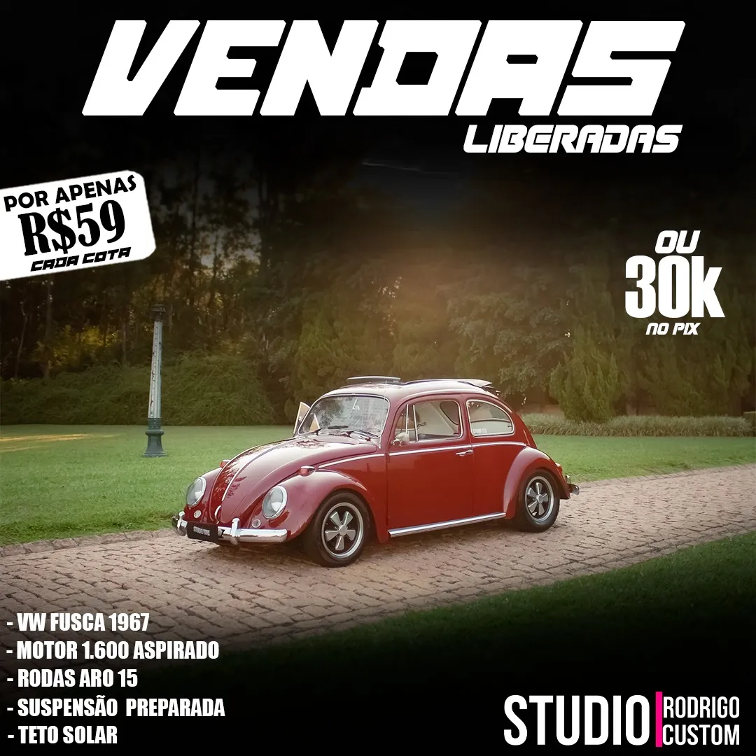 STUDIO RODRIGO CUSTOM - VW FUSCA 1967 ASPIRADO OU 30K NO PIX - O Melhor ...