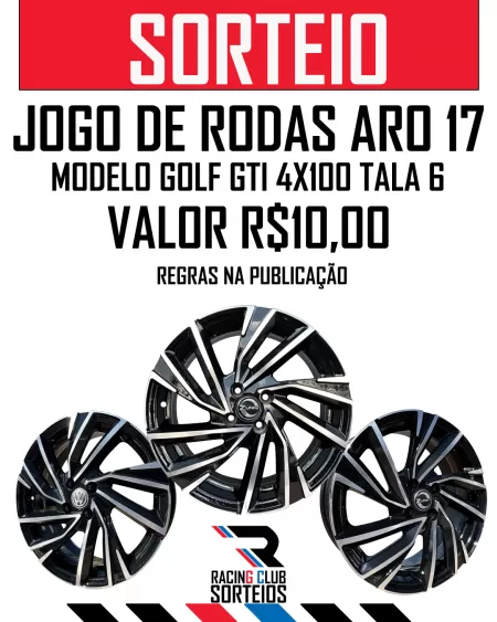 RacingClub Sorteios - Ação - 001 Zunky Golf ARO 17 4X100 TALA 6.0 ...
